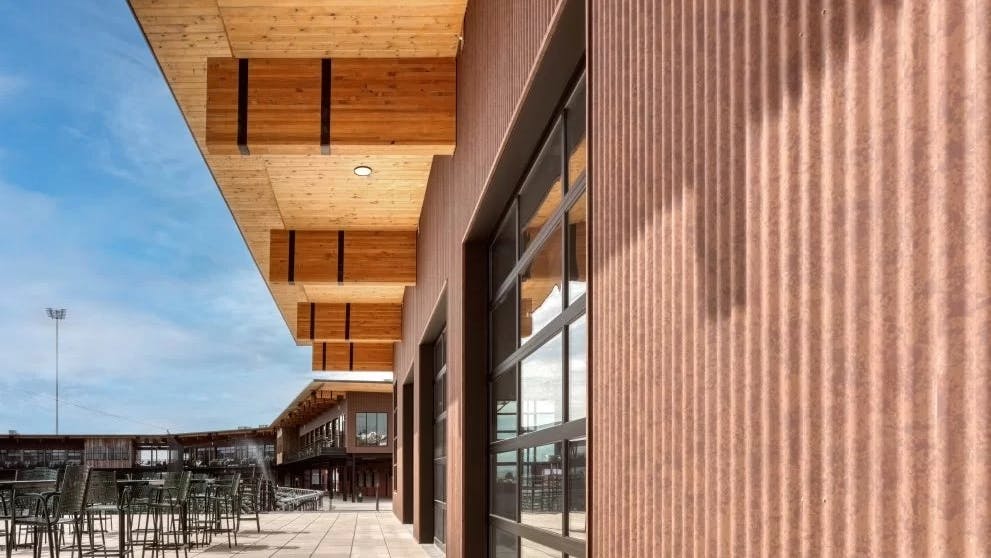 Corrugated Architectural Metal Wall Panels in Weathered Steel ...